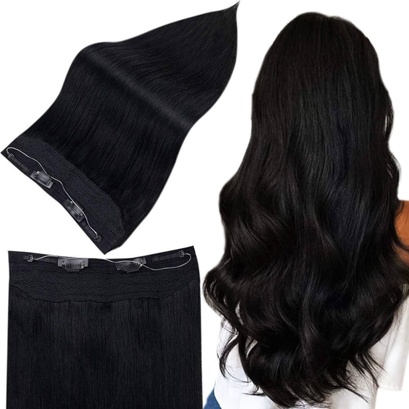 Highlight Halo Hair Extension Real Human #P8/60 Fish Wire Extensions