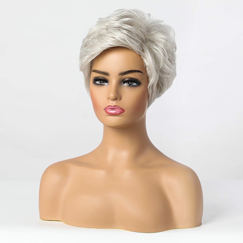 Pixie Cut Wig Short Silver Grey Wigs for Women Natural Layered Hair Wig