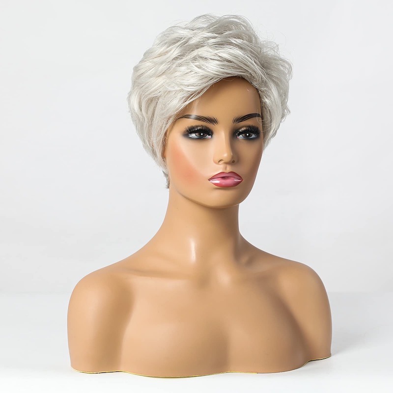 Pixie Cut Wig Short Silver Grey Wigs for Women Natural Layered Hair Wig