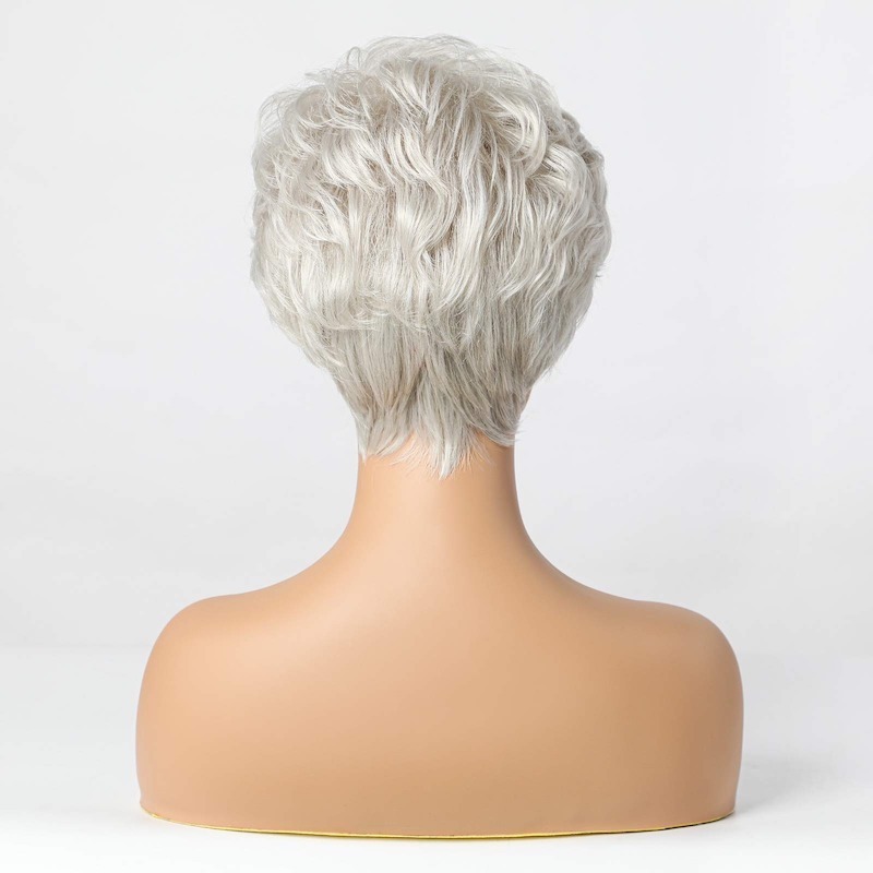 Pixie Cut Wig Short Silver Grey Wigs for Women Natural Layered Hair Wig